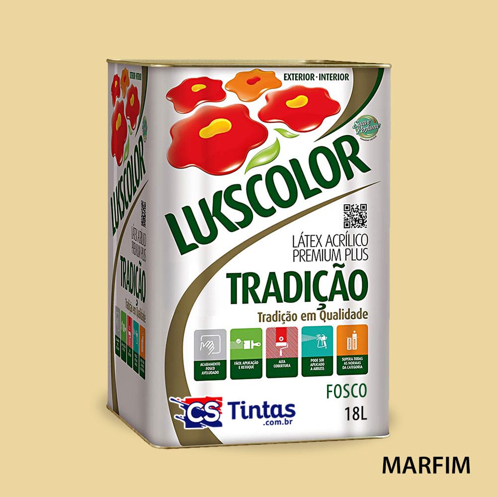 tinta latex acrilico premium lukscolor tradicao cor marfim 18l | CS Tintas