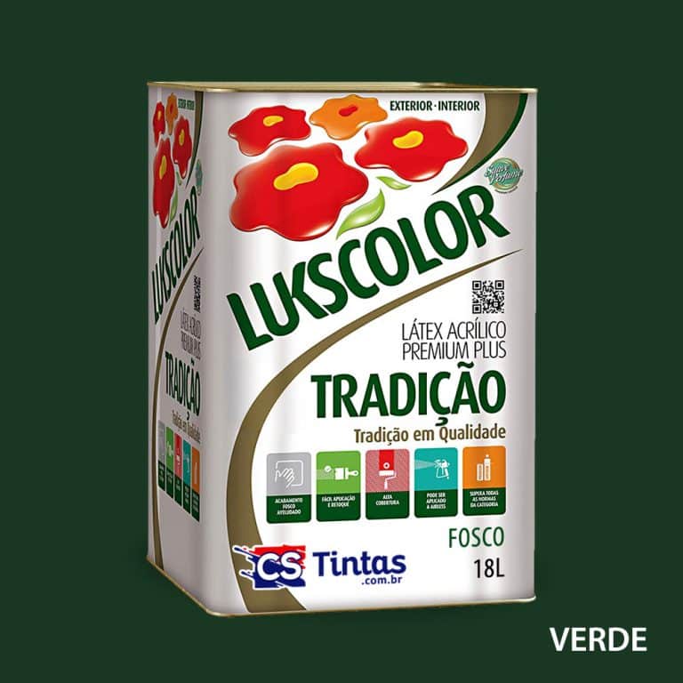 tinta latex acrilico premium lukscolor tradicao cor verde 18l | CS Tintas
